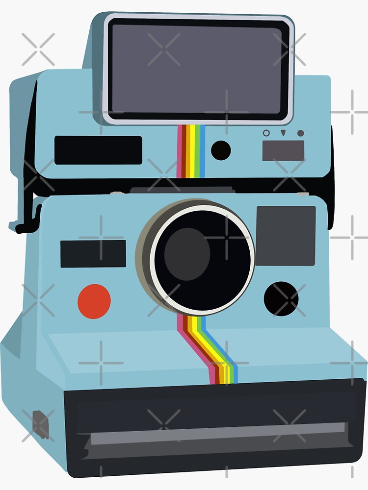 "Blue Polaroid Camera" Sticker for Sale by Courage-turtle | Redbubble