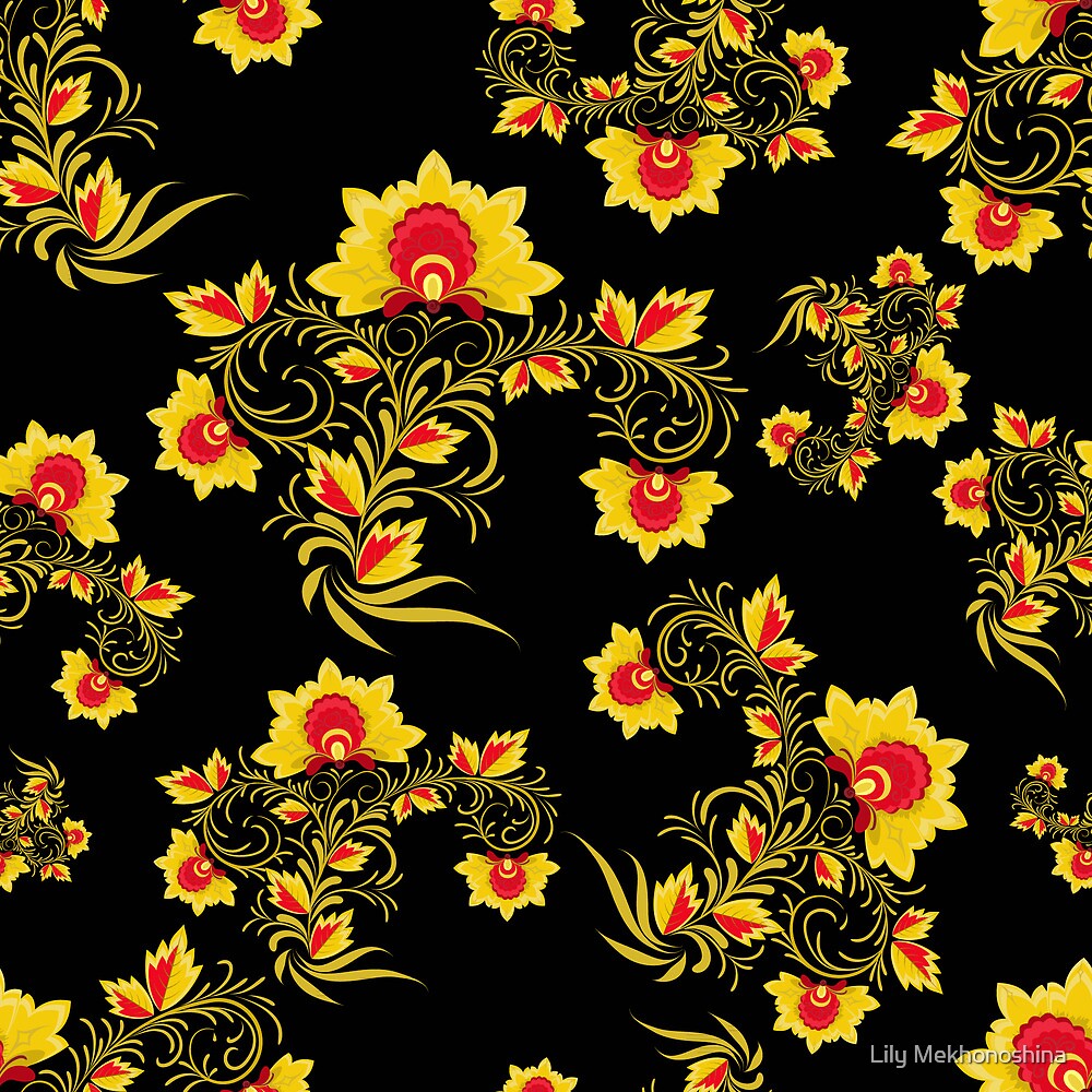 "Vector illustration of seamless pattern Khokhloma" by Lily ...