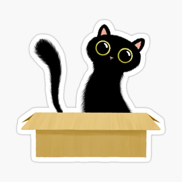 "Cute Cat In A Box" Sticker for Sale by Minaficent | Redbubble