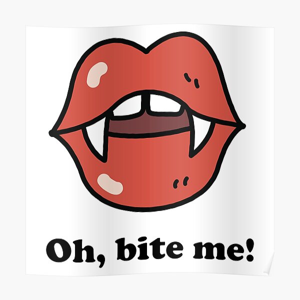 Poster « Oh, mords-moi! - Lèvres et dents de vampire, Halloween », par ...