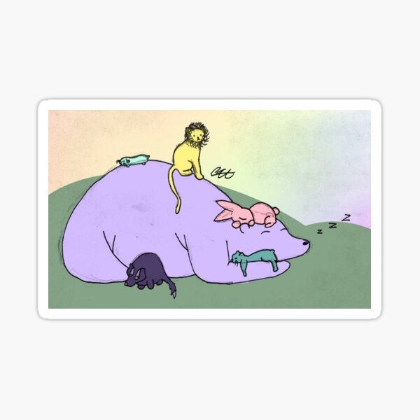 "Pastel Animal Cuddles" Sticker by Big-Bro-Art | Redbubble