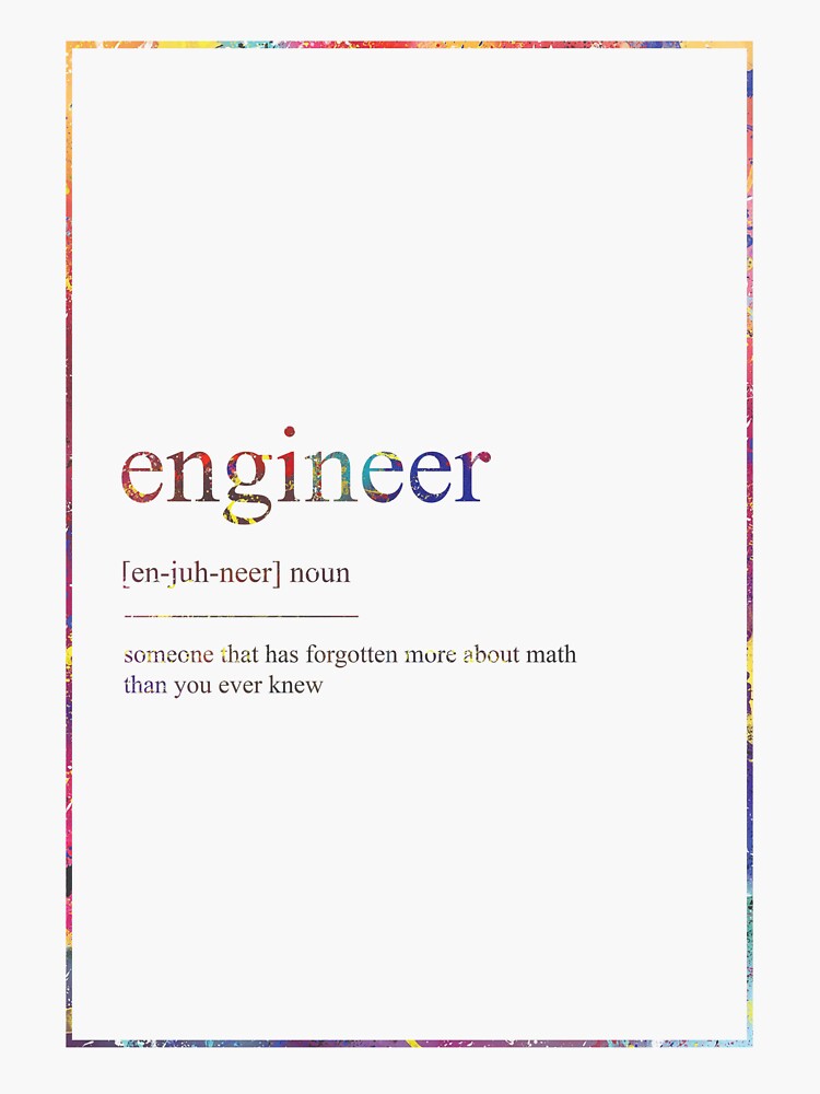 "ENGINEER 197 Watercolor Map Yoga Quote Definition" Sticker by ...