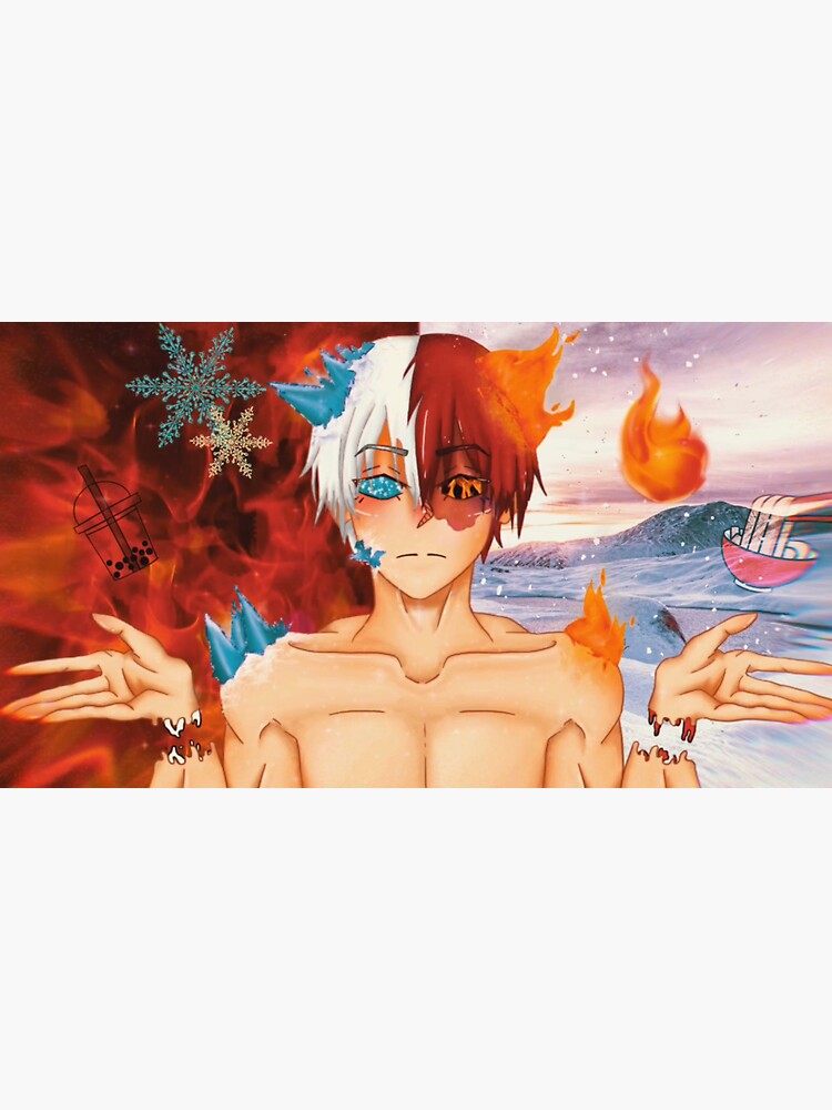 "Todoroki half fire & half ice" Sticker for Sale by DekuBean | Redbubble
