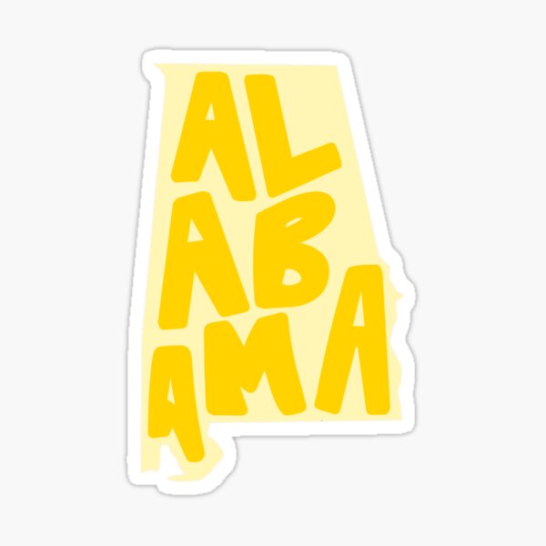 Pegatina «Esquema de mapa de letras Doodle de Alabama - amarillo» de ...