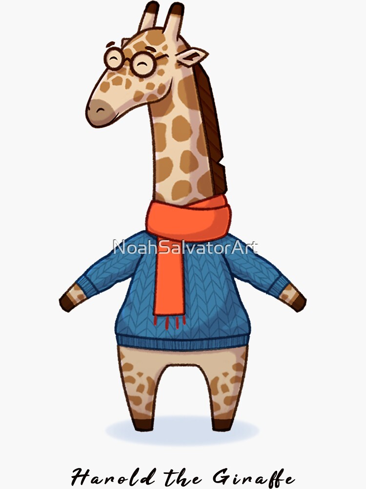 "Harold the Giraffe - Blue" Sticker by NoahSalvatorArt | Redbubble