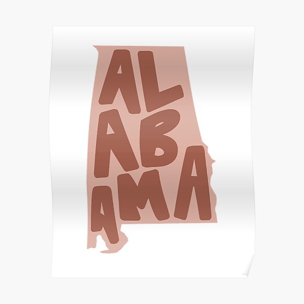 "Alabama Doodle Letters Map Outline- crimson/red" Poster by emilystp23 ...