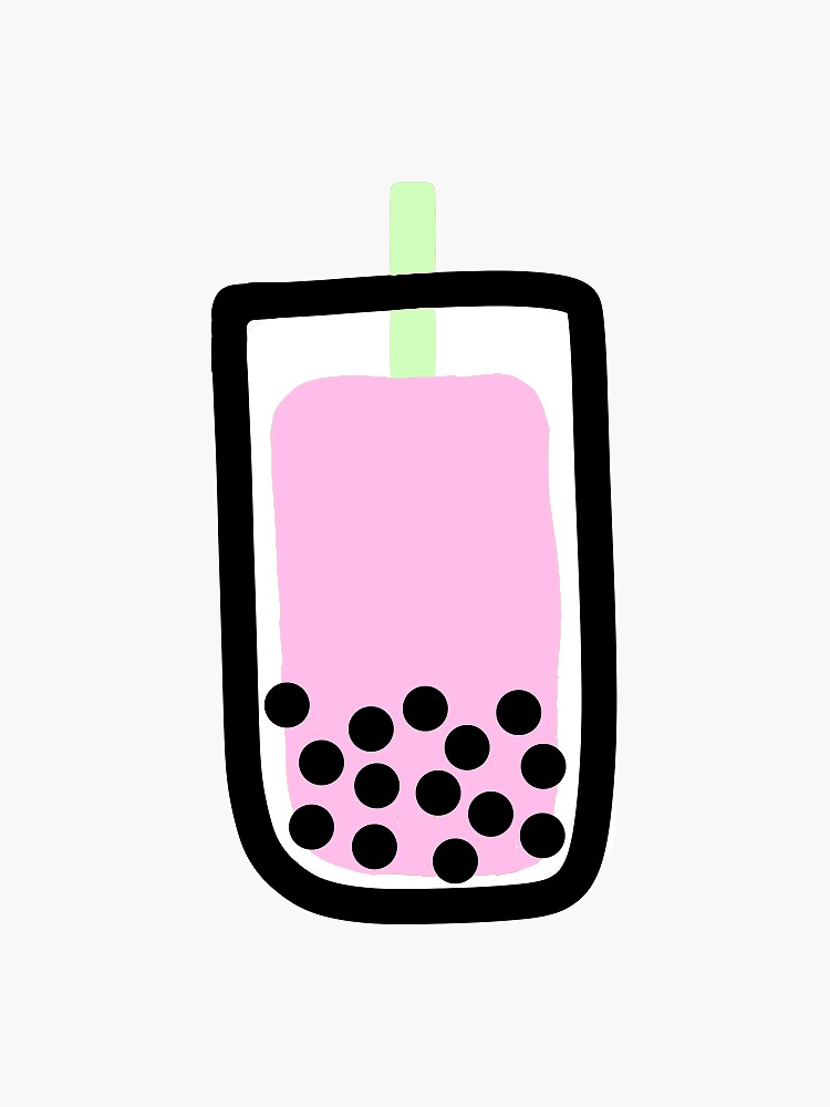 "pink boba drink" Sticker for Sale by francesca-b14 | Redbubble