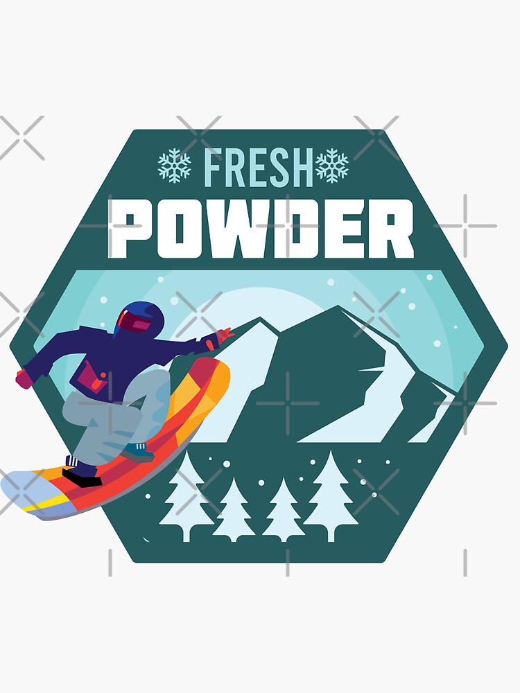 "Fresh Powder - Snowboarding" Sticker by sherwinc | Redbubble