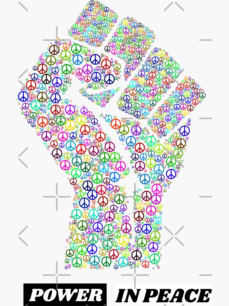 "Power In Peace with Fist Made Of Peace Signs" Sticker by TastySpace ...