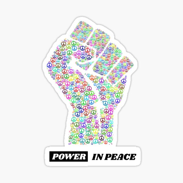 "Power In Peace with Fist Made Of Peace Signs" Sticker by TastySpace ...