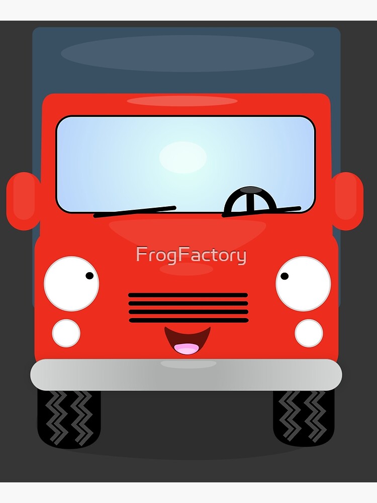 "Cute red kawaii delivery truck cartoon illustration" Poster for Sale ...