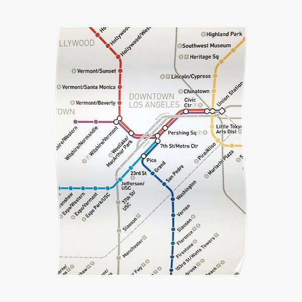 "LA Metro map" Poster by Poptopia | Redbubble