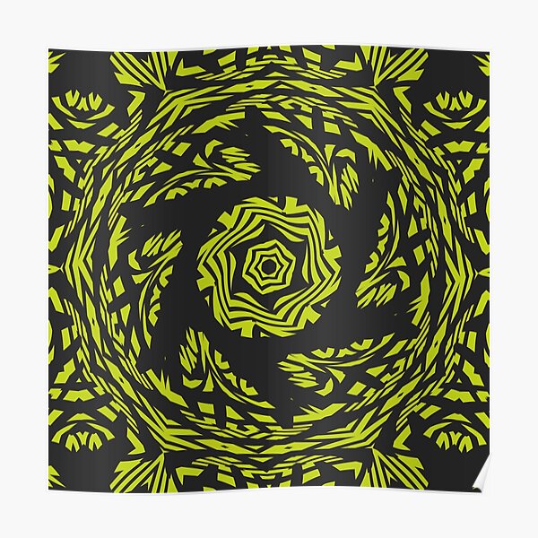 "Circular floral pattern in lime green" Poster by reddwarfdesign ...