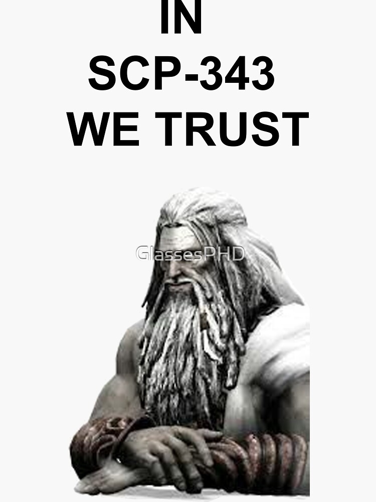 "SCP-343" Sticker for Sale by GlassesPHD | Redbubble