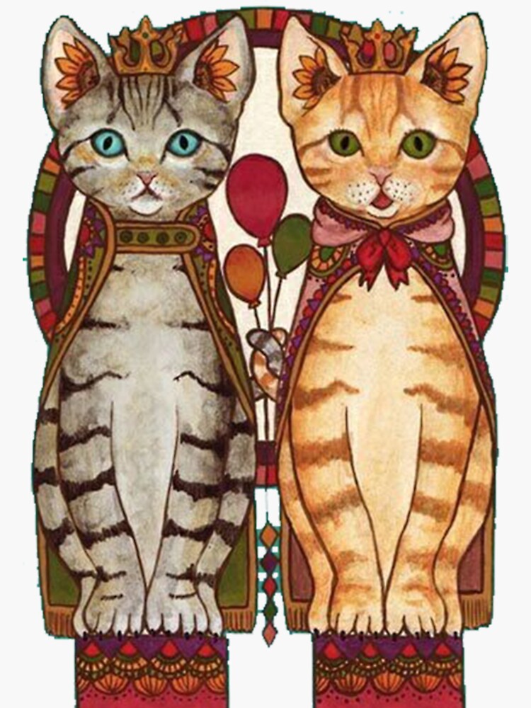 "King And Queen Cat" Sticker for Sale by GregorKuchar | Redbubble
