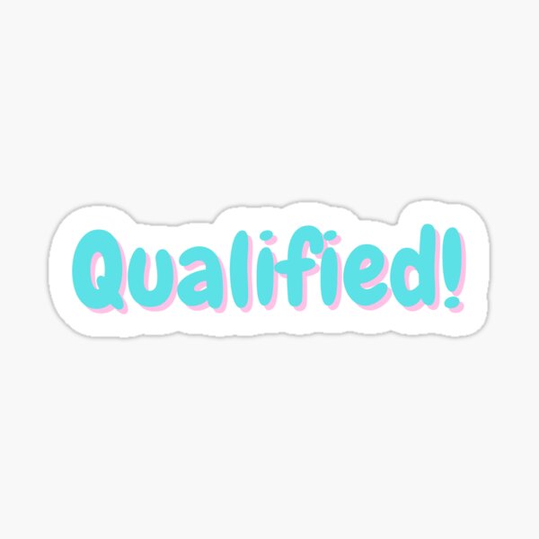 "Qualified! - aqua green with pink shadow" Sticker by simplysharon ...