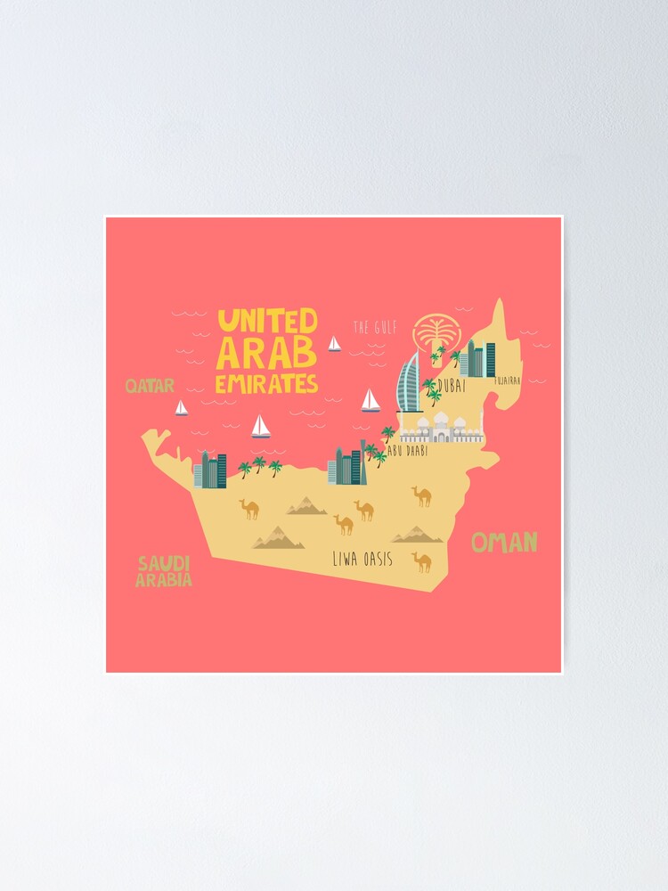"UAE illustrated map" Poster for Sale by 0kay-co | Redbubble