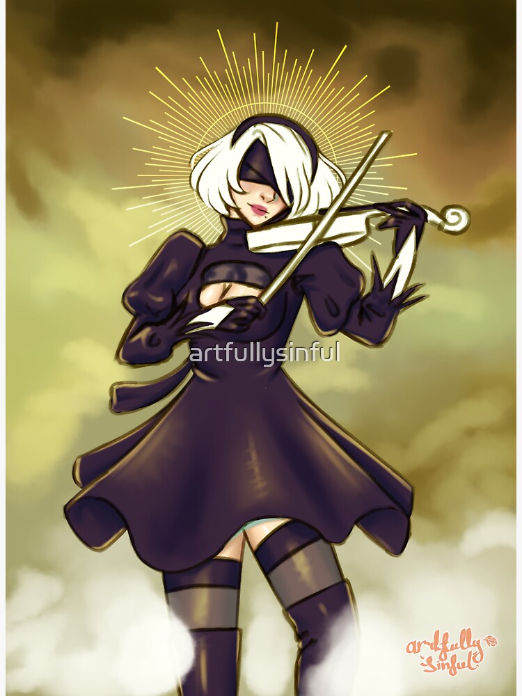 "2B Playing the Violin" Sticker for Sale by artfullysinful | Redbubble