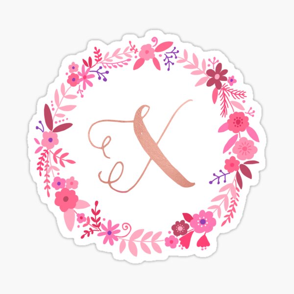 "Monogram Letter X Rose Gold Pink Floral" Sticker for Sale by ...