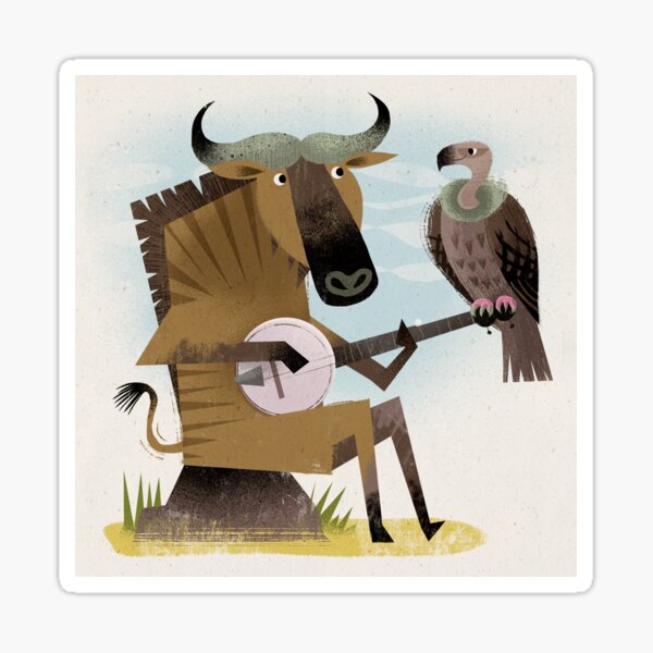 "Gnu and Vulture" Sticker for Sale by Gareth Lucas | Redbubble