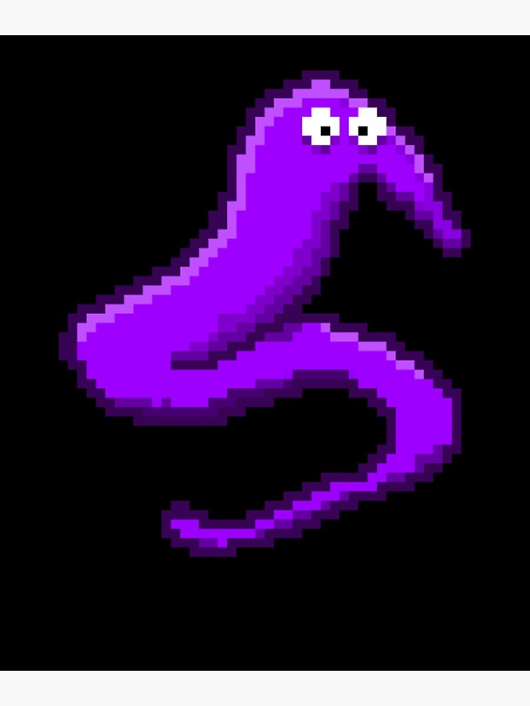 "Purple Fuzzy Worm On A String Meme Pixel Art Worm" Photographic Print ...