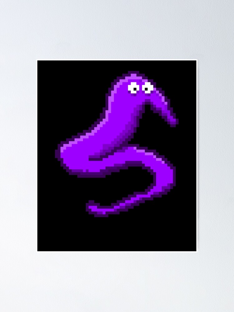 "Purple Fuzzy Worm On A String Meme Pixel Art Worm" Poster for Sale by ...
