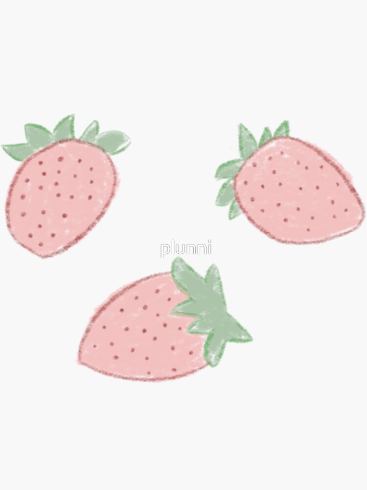 "Cute Pink Strawberries Sticker Pack" Sticker for Sale by plunni ...