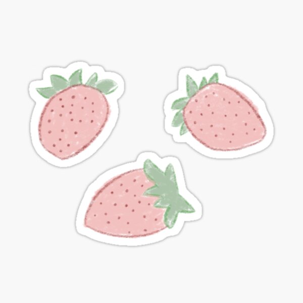 "Cute Pink Strawberries Sticker Pack" Sticker for Sale by plunni ...