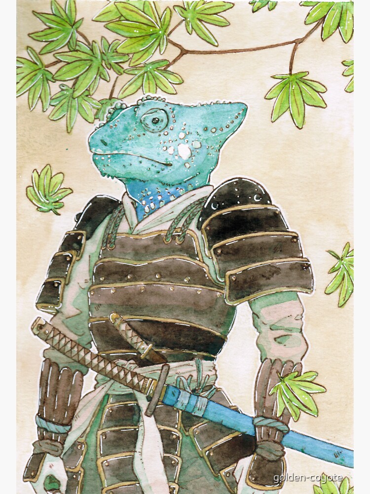 "Samurai Chameleon" Sticker for Sale by golden-coyote | Redbubble