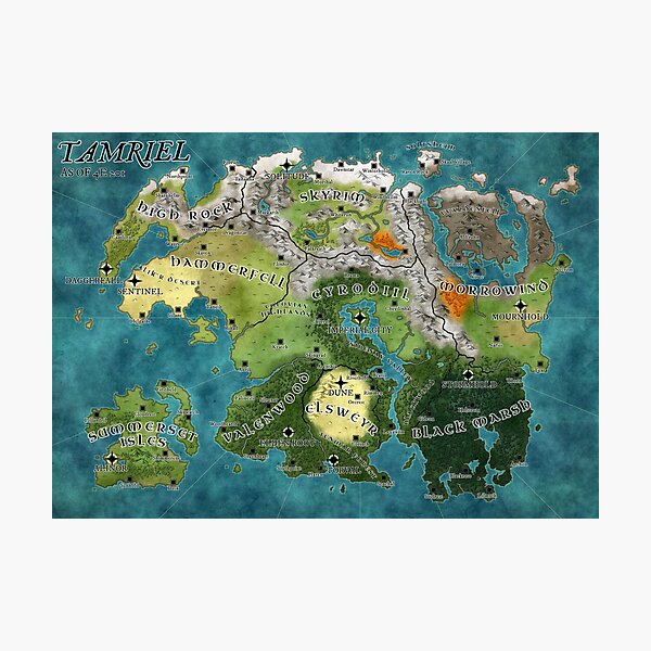 Lámina fotográfica «Tamriel the elder scrolls mapa detallado» de Gaming ...