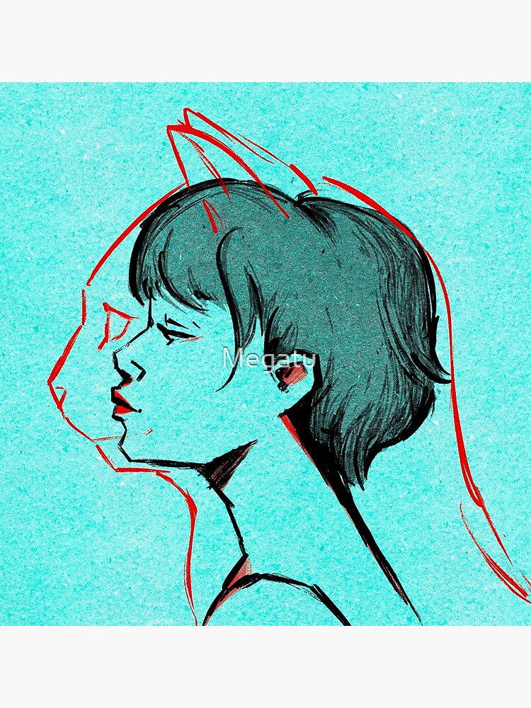 "Girl and Cat" Sticker for Sale by Megatu | Redbubble