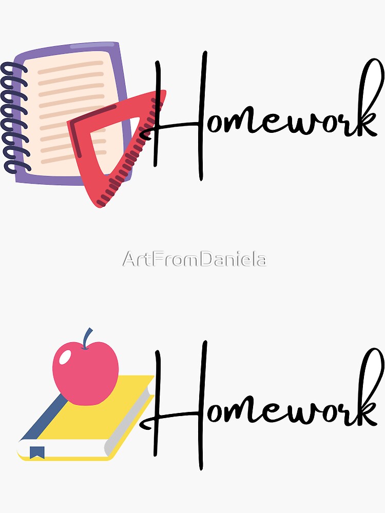 "Homework School Stickers" Sticker for Sale by ArtFromDaniela | Redbubble