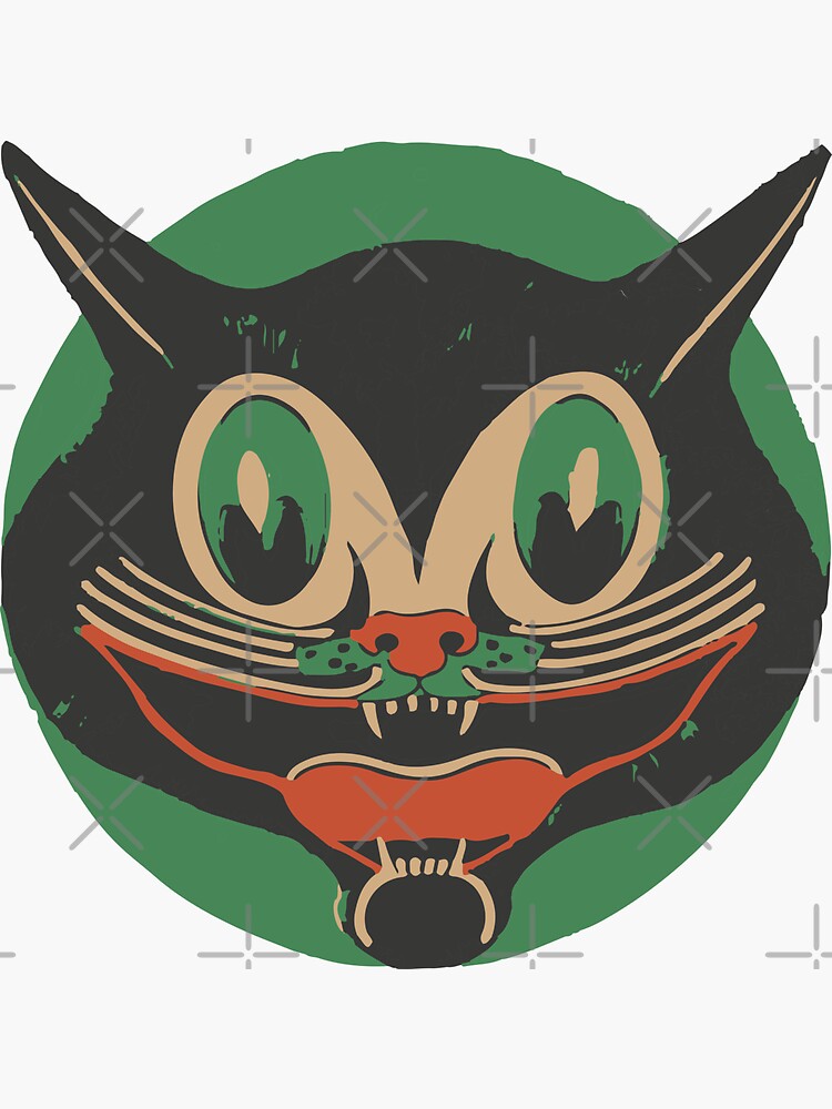 "Vintage Halloween Black Cat - Scaredy Cat" Sticker for Sale by ...