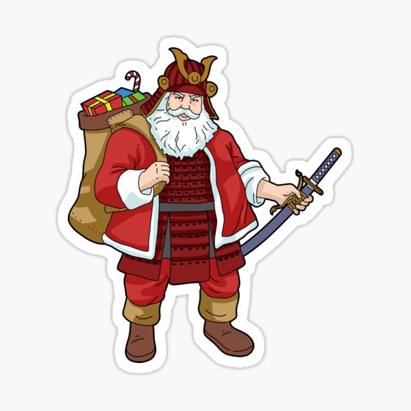 "Japanese Samurai Christmas Kids Warrior Santa Claus" Sticker for Sale ...
