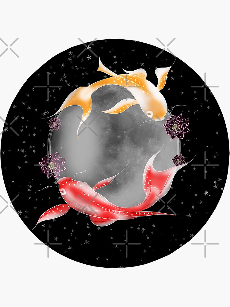 "Moon Koi Fish" Sticker for Sale by AndrogynousArt | Redbubble