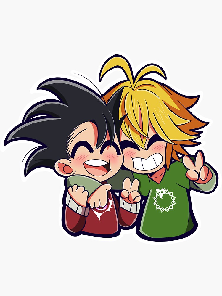 "Chibi Meliodas and Zeldris" Sticker by pokianne | Redbubble