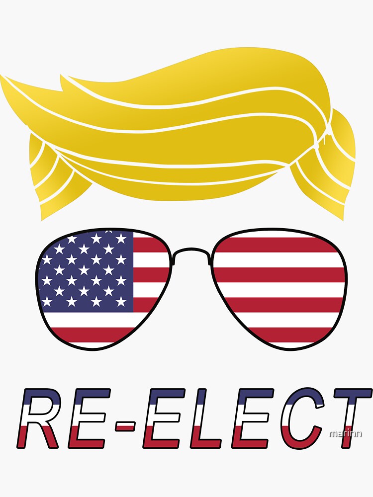 "Trump Hair USA Flag Patriot Pro Reelect 2020 GOP" Sticker by marinn ...