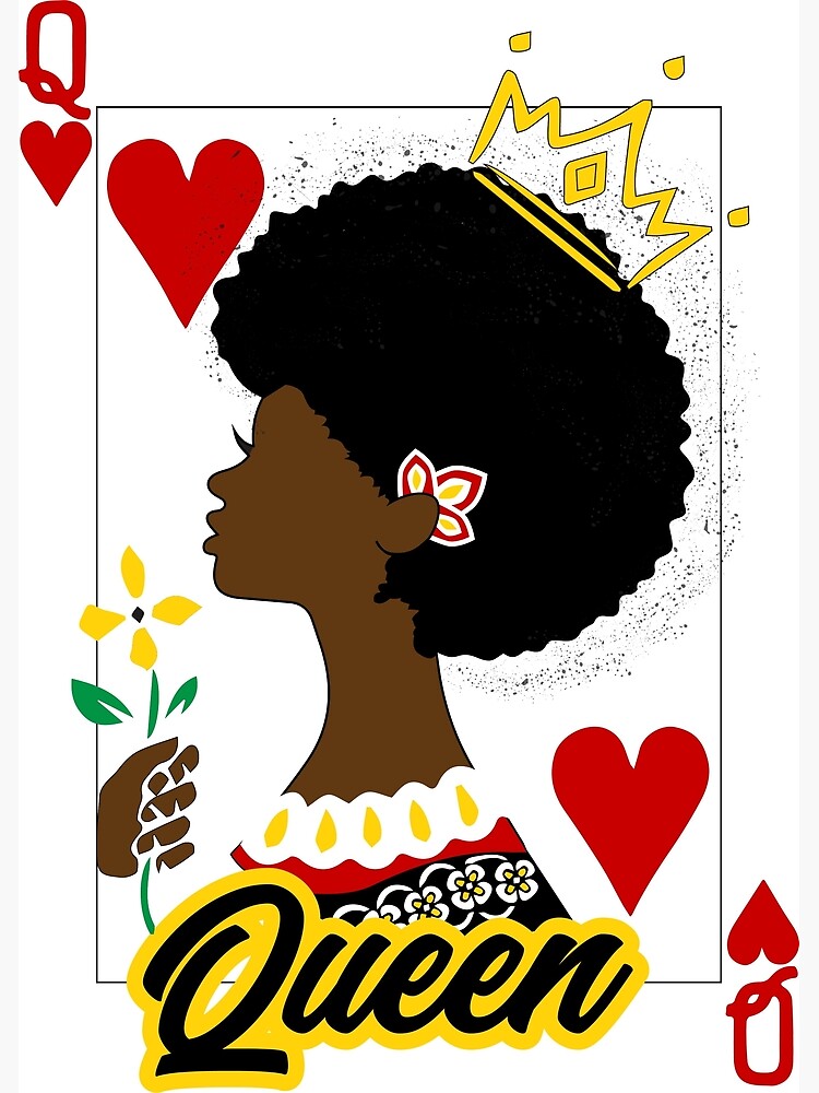 "Afro Queen Of Hearts | Black woman with Crown | Natural Hair Afro ...