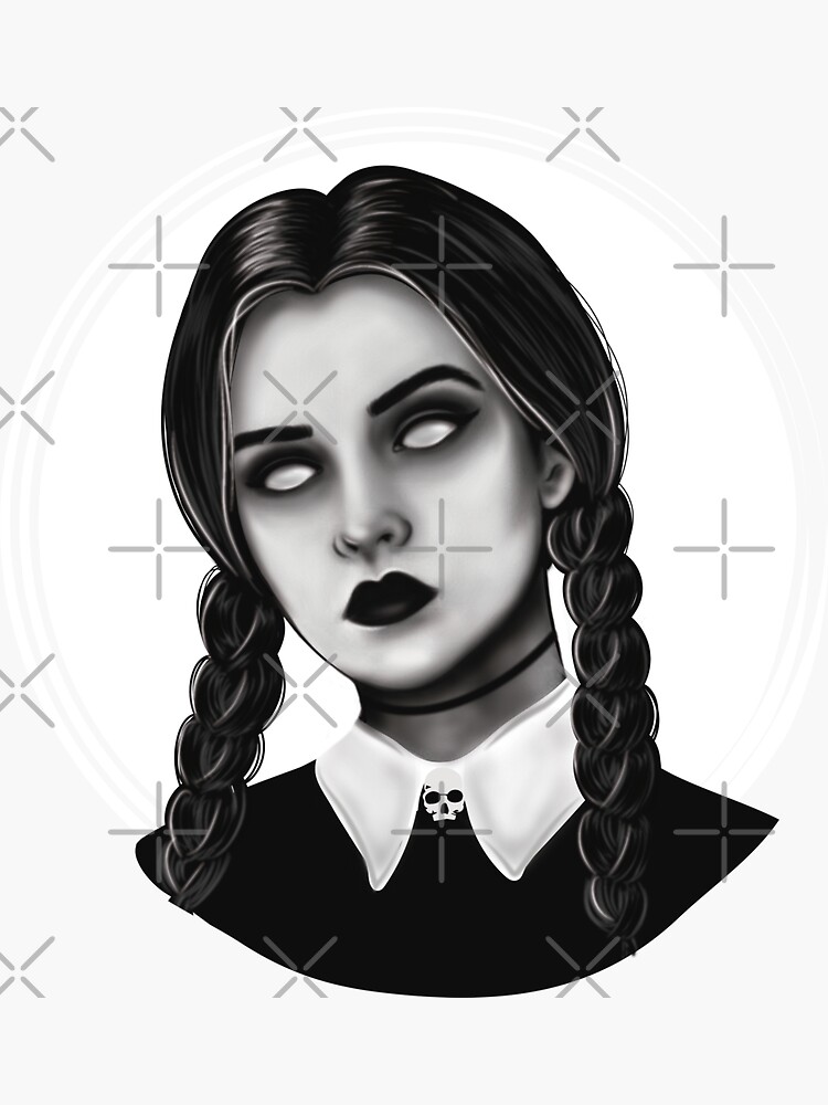 "Merlina Addams" Sticker for Sale by Geraart | Redbubble