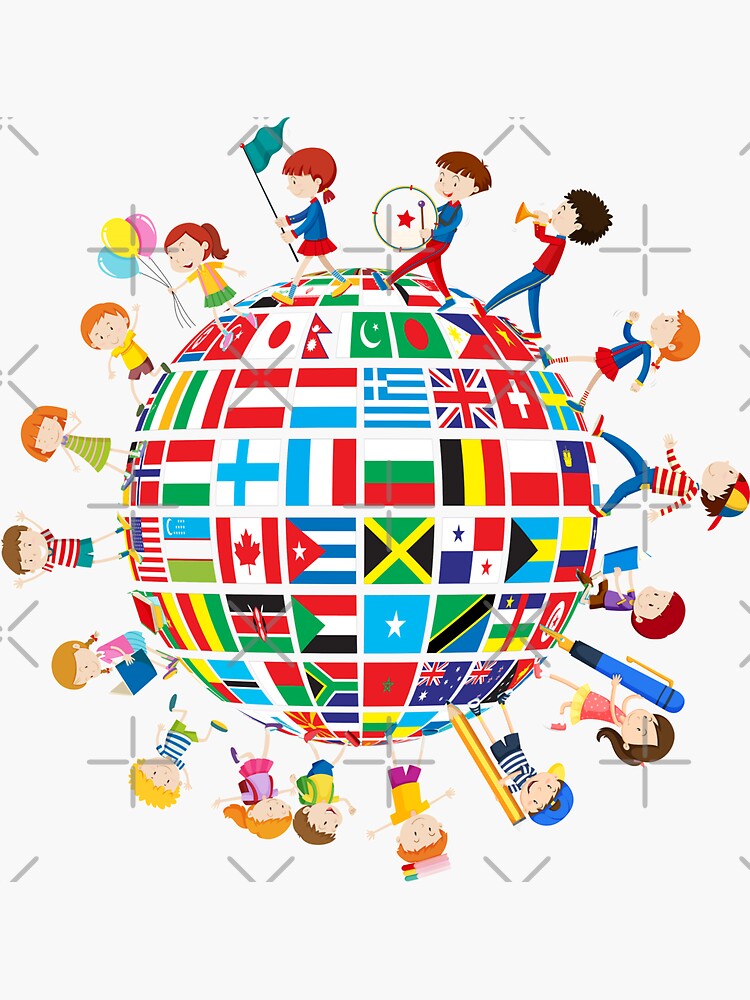 "Flags of the World, Kids around the Globe, Cultural diversity" Sticker ...