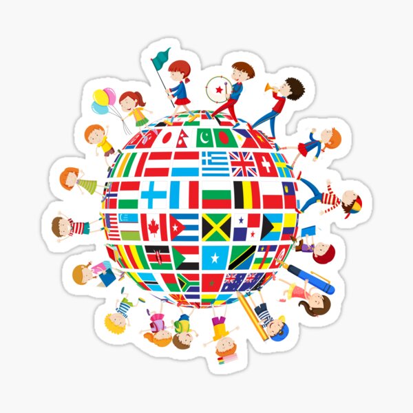 "Flags of the World, Kids around the Globe, Cultural diversity" Sticker ...