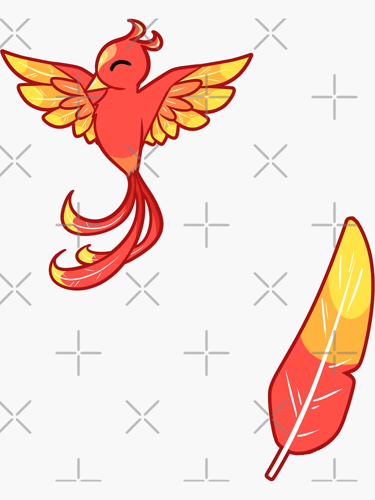 "cute red firebird phoenix and feather set" Sticker for Sale by ...