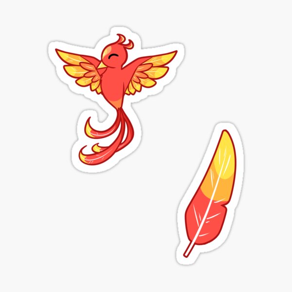 "cute red firebird phoenix and feather set" Sticker for Sale by ...