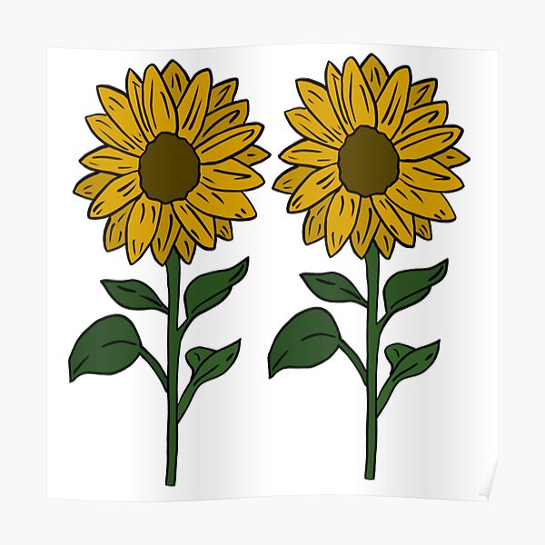 "dual sunflower design, colorful doodle" Poster by robinverheul | Redbubble