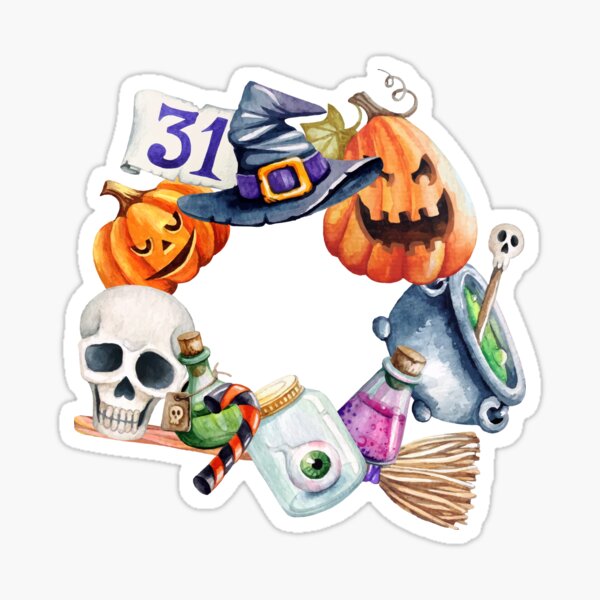 "Halloween Pumpkin, Witch Hat, Skull, Cauldron, Eyeball, Potion, Broom ...
