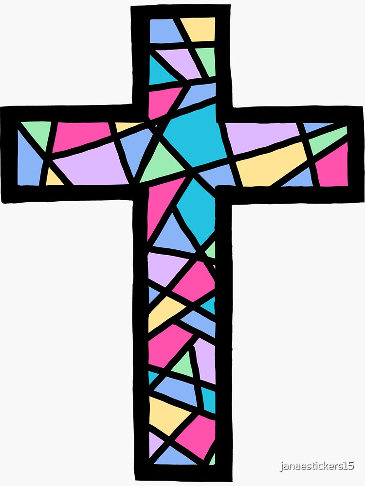 "Stainglass Cross 2" Sticker for Sale by janaestickers15 | Redbubble