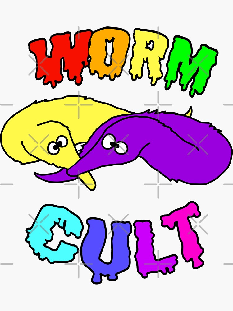 "Worm Cult Rainbow Worm on a String funny meme" Sticker for Sale by ...