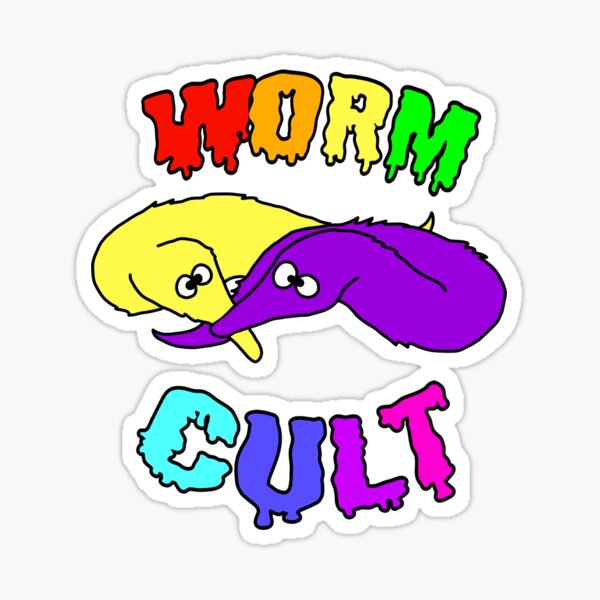 "Worm Cult Rainbow Worm on a String funny meme" Sticker for Sale by ...