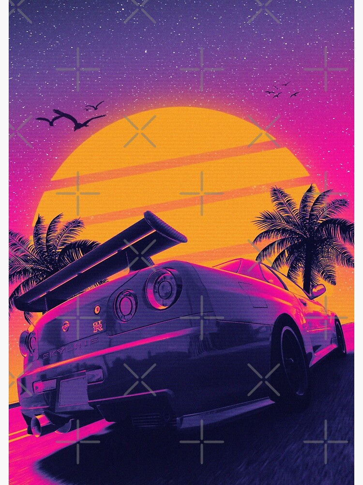Poster « GTR R34 80s dépassent le retrowave », par daffaumar12 | Redbubble