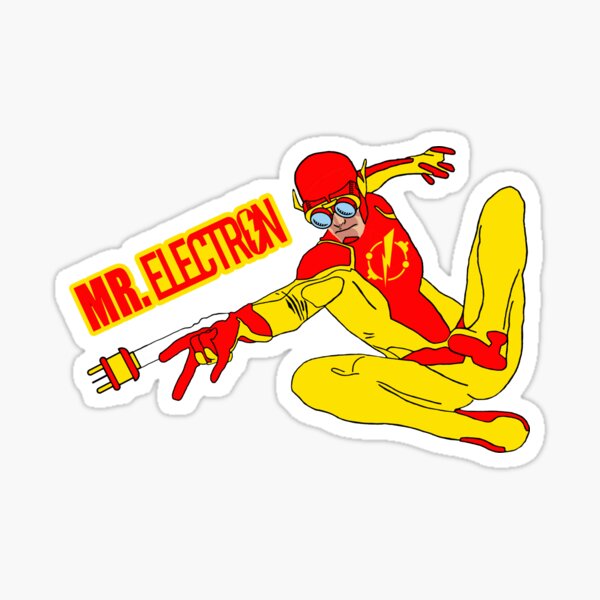 "Mr Electron; Electrician; Superhero;" Sticker for Sale by StickerApe ...